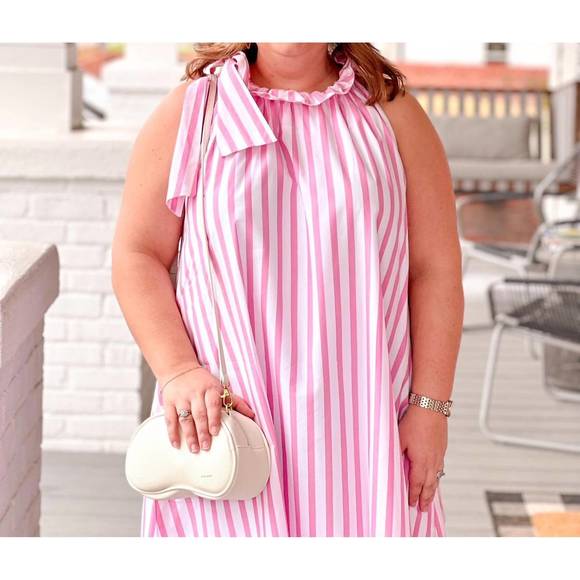 Adrienne | Dresses | New Adrienne Gracie Dress In Pink Ten Stripe ...